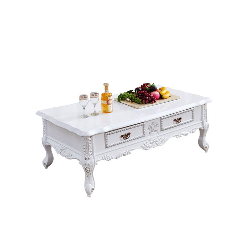 Romero European Style Solid Wood Carved Coffee Table Solid Wood Coffee